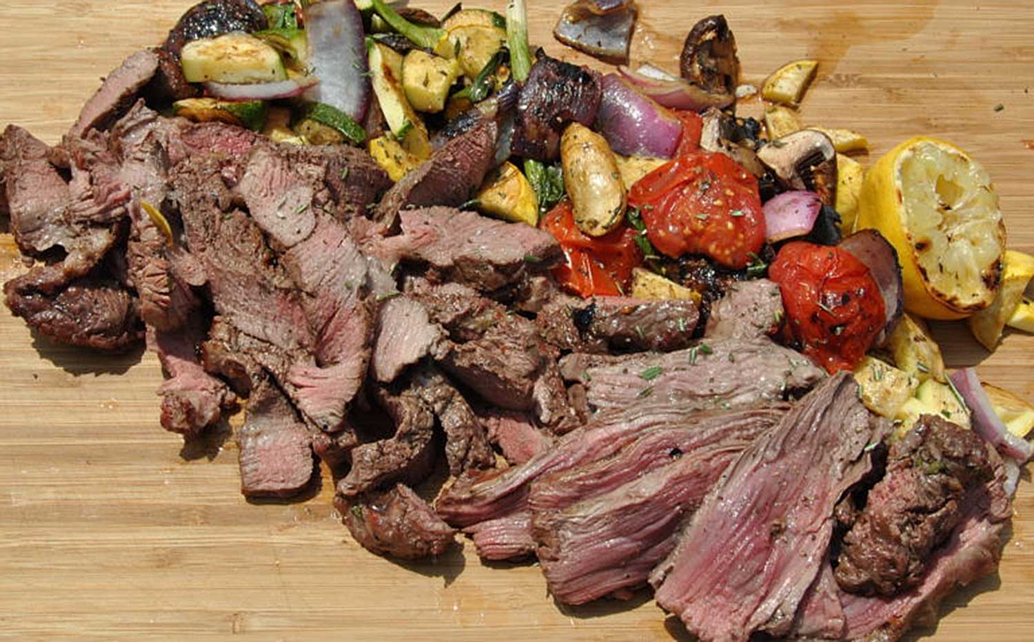 Grilled Bison with Vegetables, Family-Style